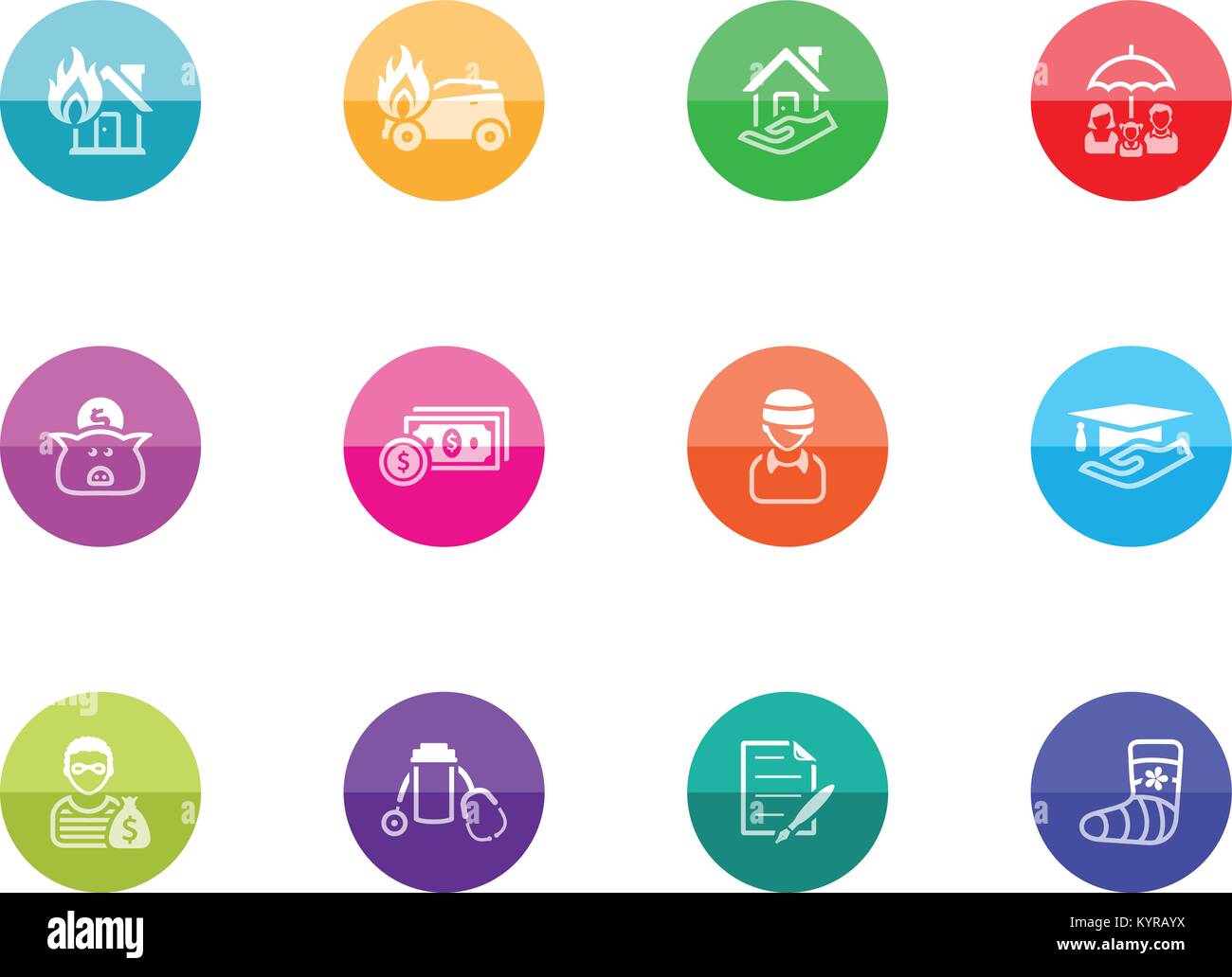 Insurance icons in color hi-res stock photography and images - Alamy