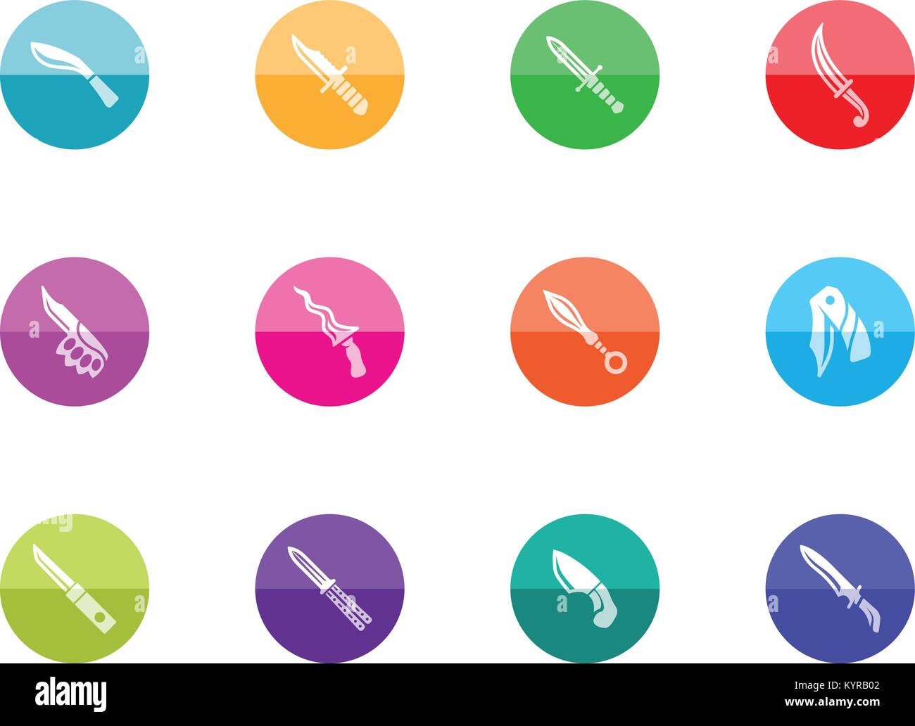 Knife icons in color circles. Vector illustration Stock Vector Image ...