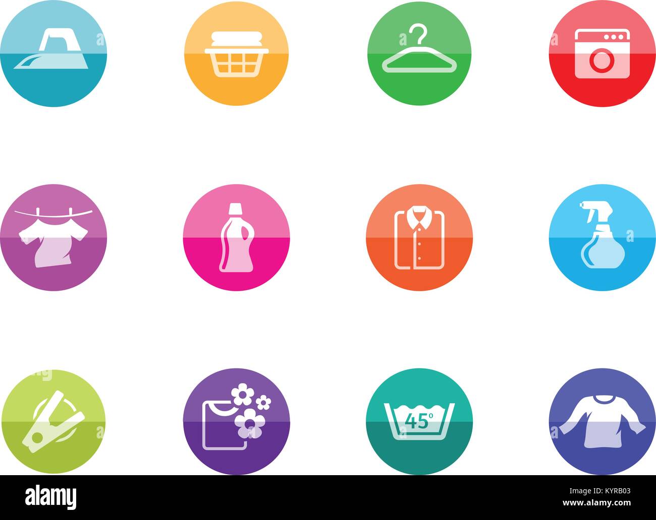 Laundry icons in color circles. Vector illustration Stock Vector Image ...