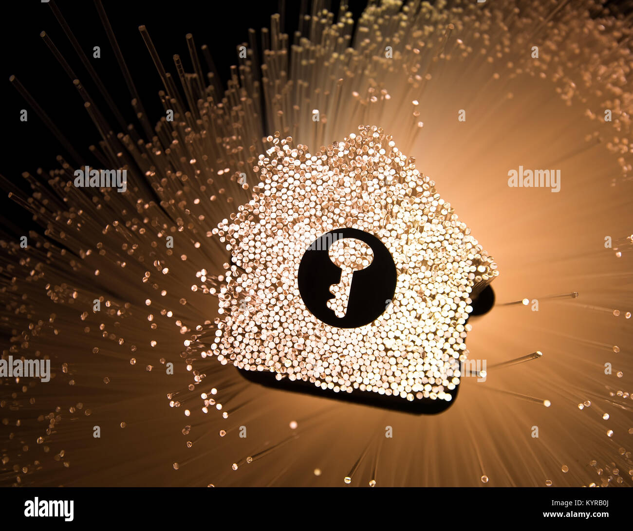 Smart House concept on fiber optic background Stock Photo - Alamy