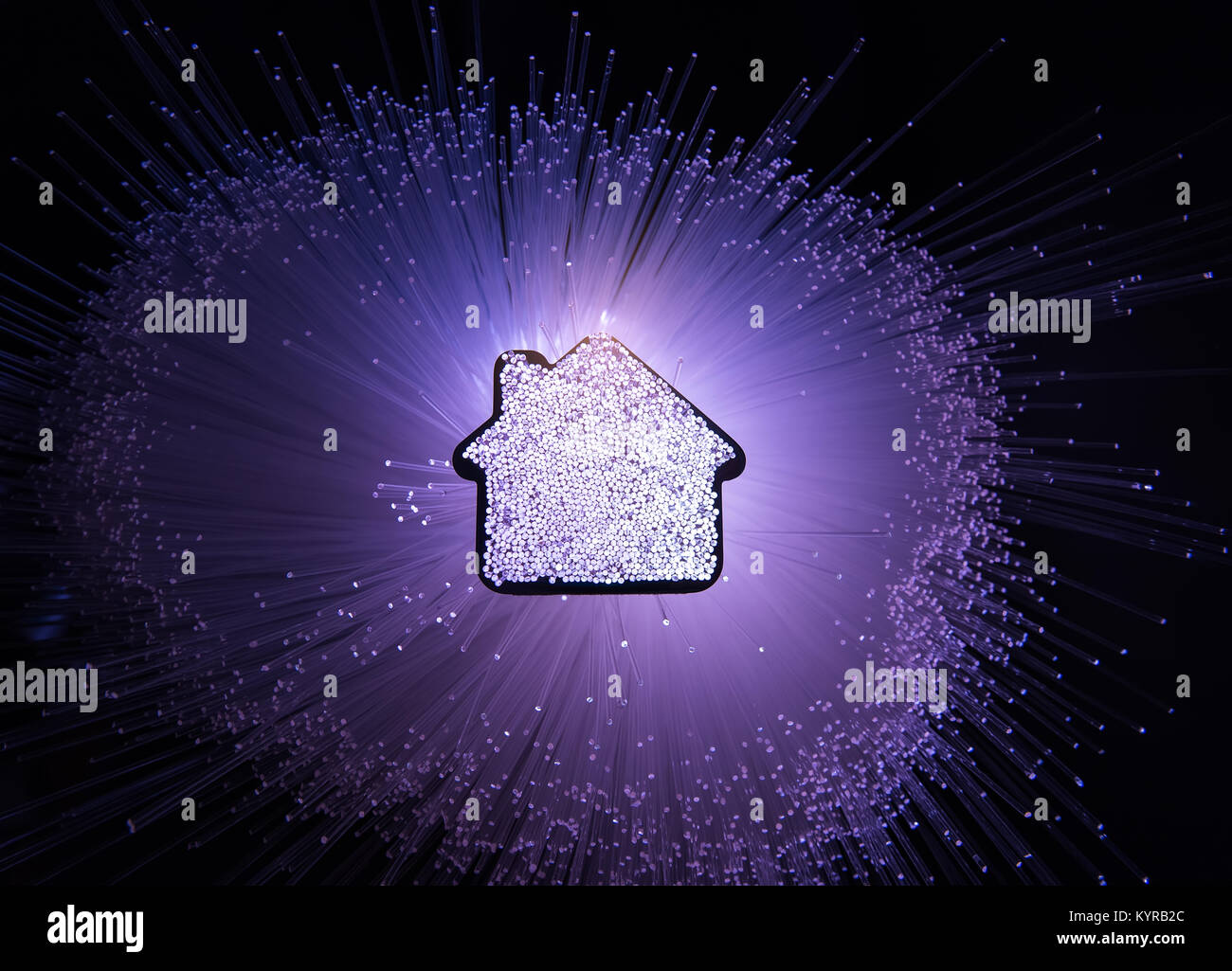Smart House concept on fiber optic background Stock Photo - Alamy