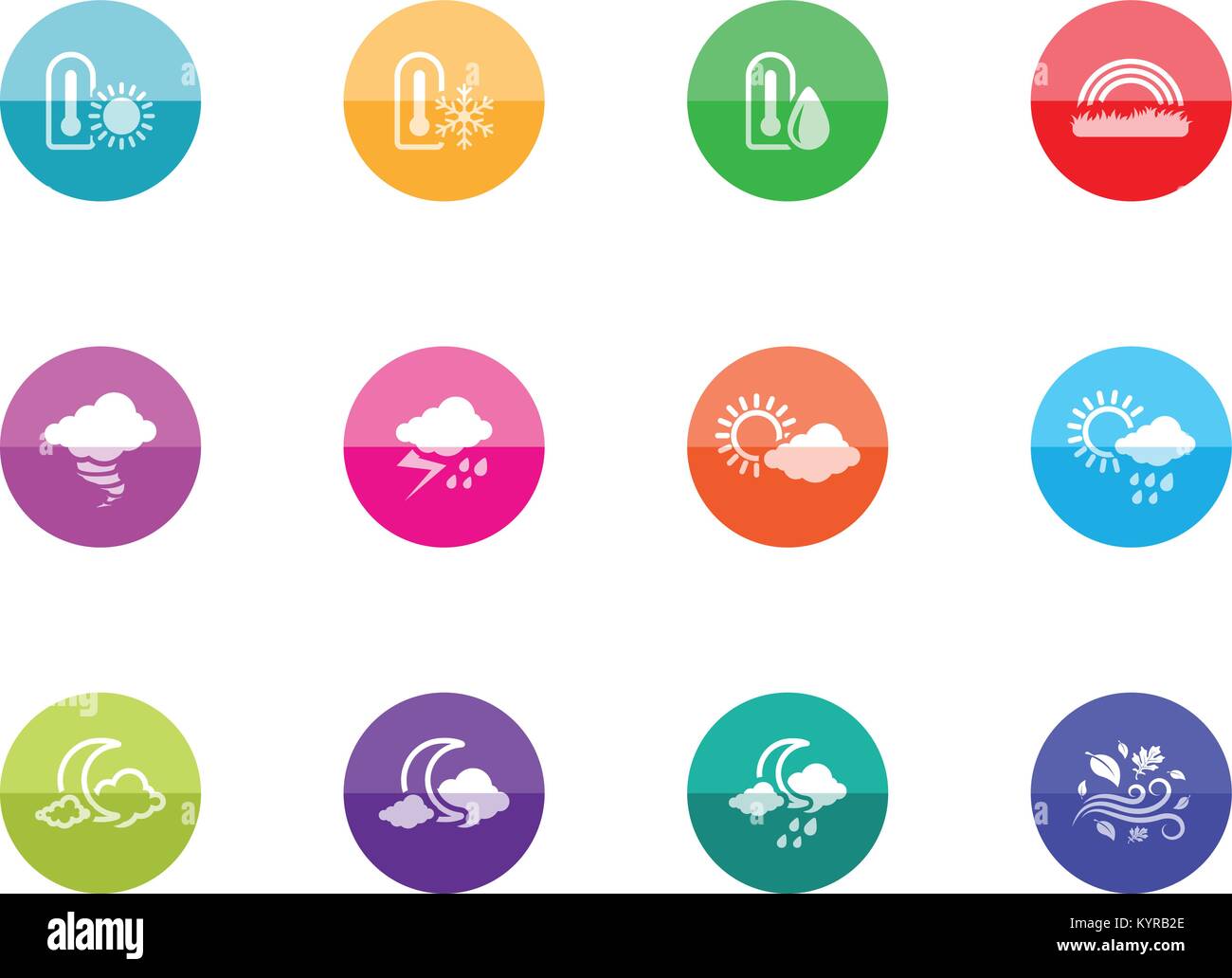 More weather icon series in color circles. Vector illustration Stock ...