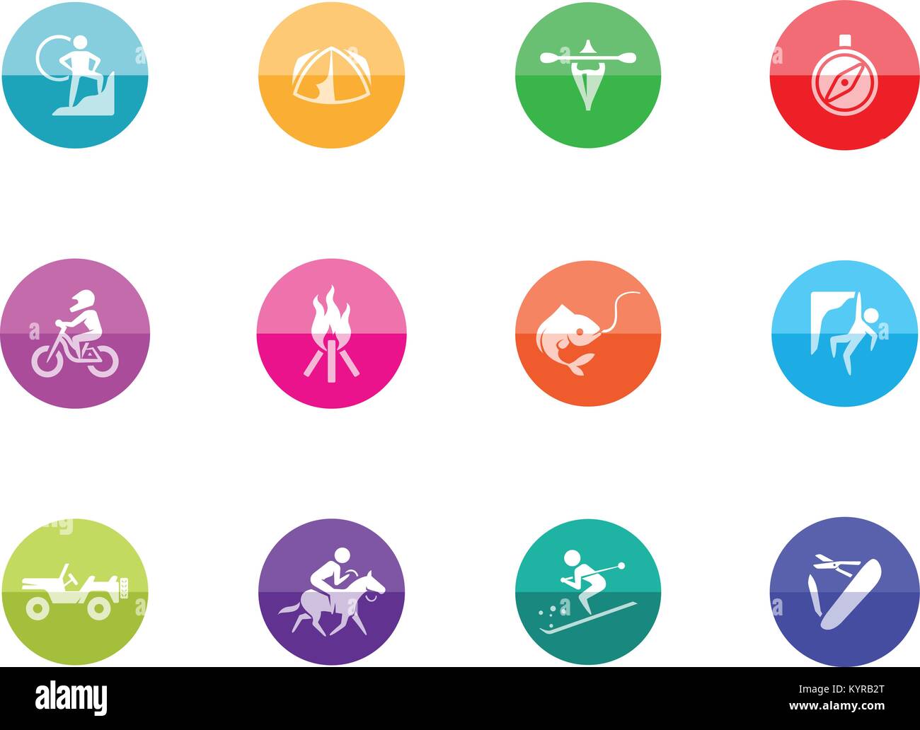 Outdoor icons in color circles. Vector illustration Stock Vector Image ...