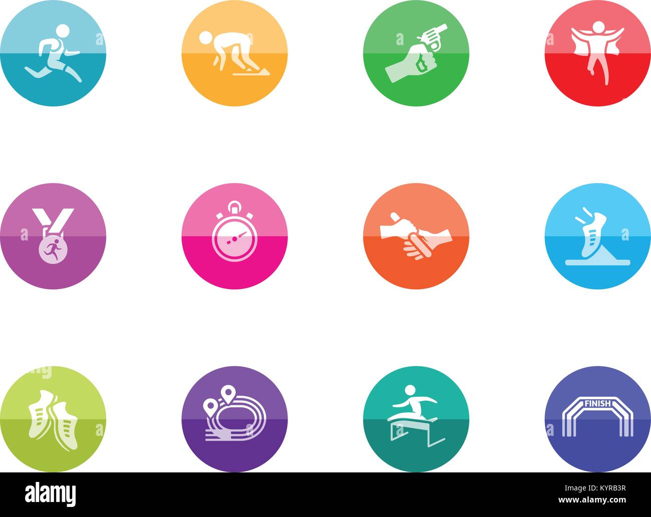 Run competition icon series in color circles. Vector illustration Stock ...