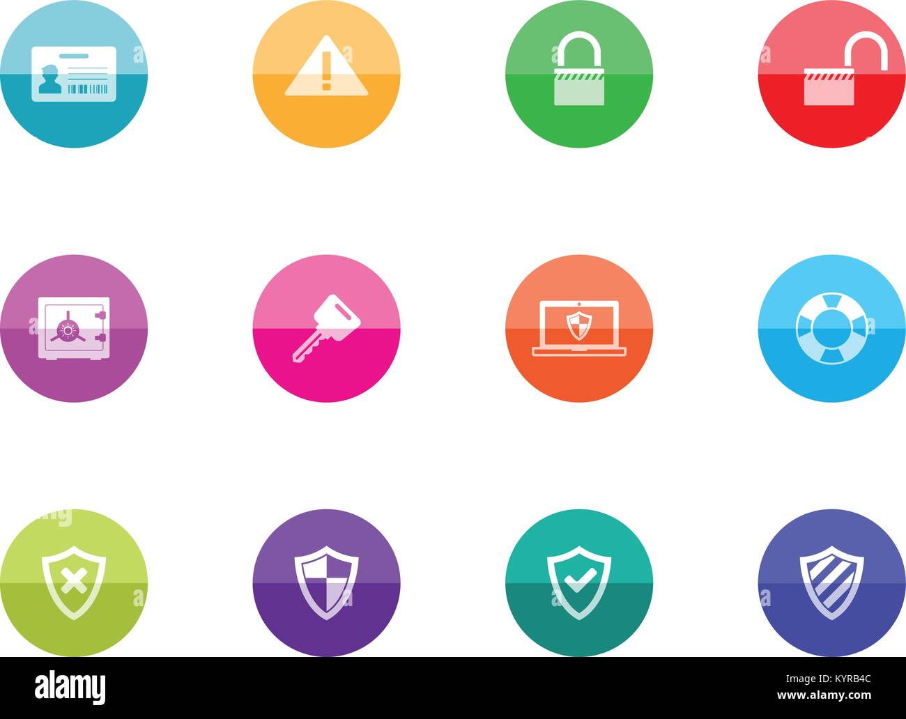 Security icon series in color circles. Vector illustration Stock Vector ...