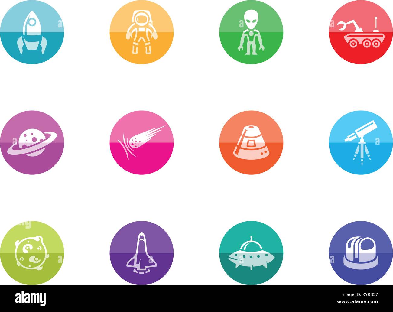 Space related icons incolor circles. Vector illustration Stock Vector ...