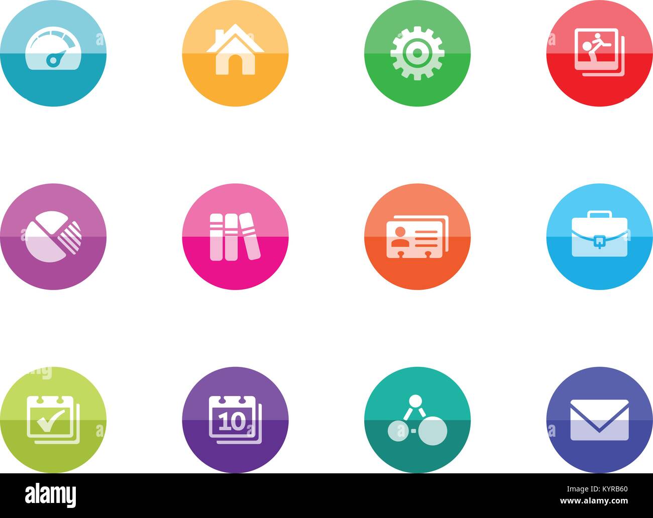 A set icons for mobile apps or personal website in color circles ...