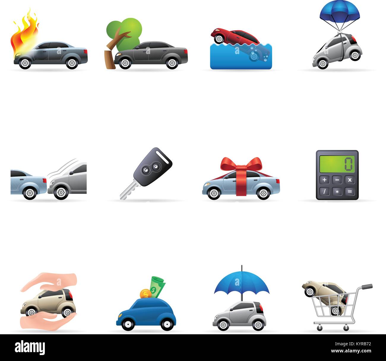 Car insurance icons in Stock Vector Images - Alamy