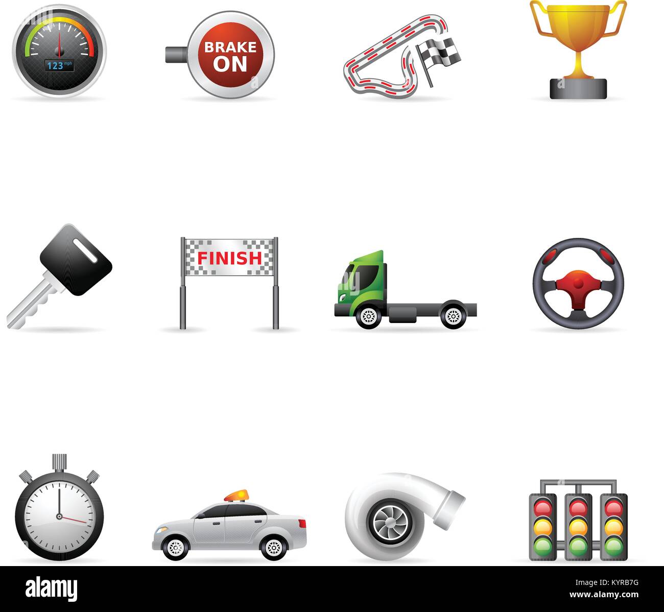 Racing icon series in colors. Vector illustration Stock Vector Image ...