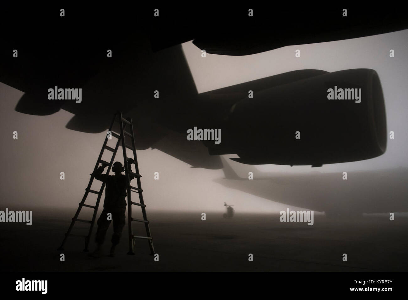 A U.S. Air Force crew chief assigned to the 379th Expeditionary ...