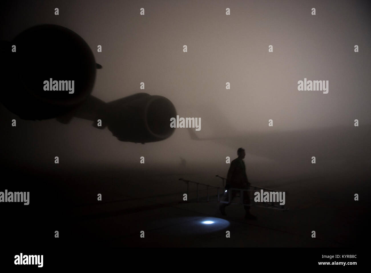 A U.S. Air Force crew chief assigned to the 379th Expeditionary ...