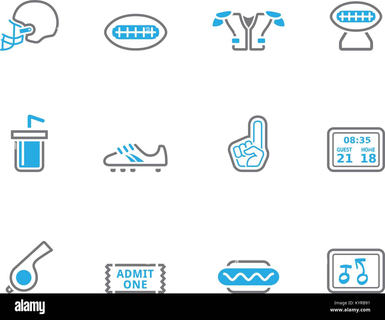 American Football related icon series in duo tone color style. Vector ...