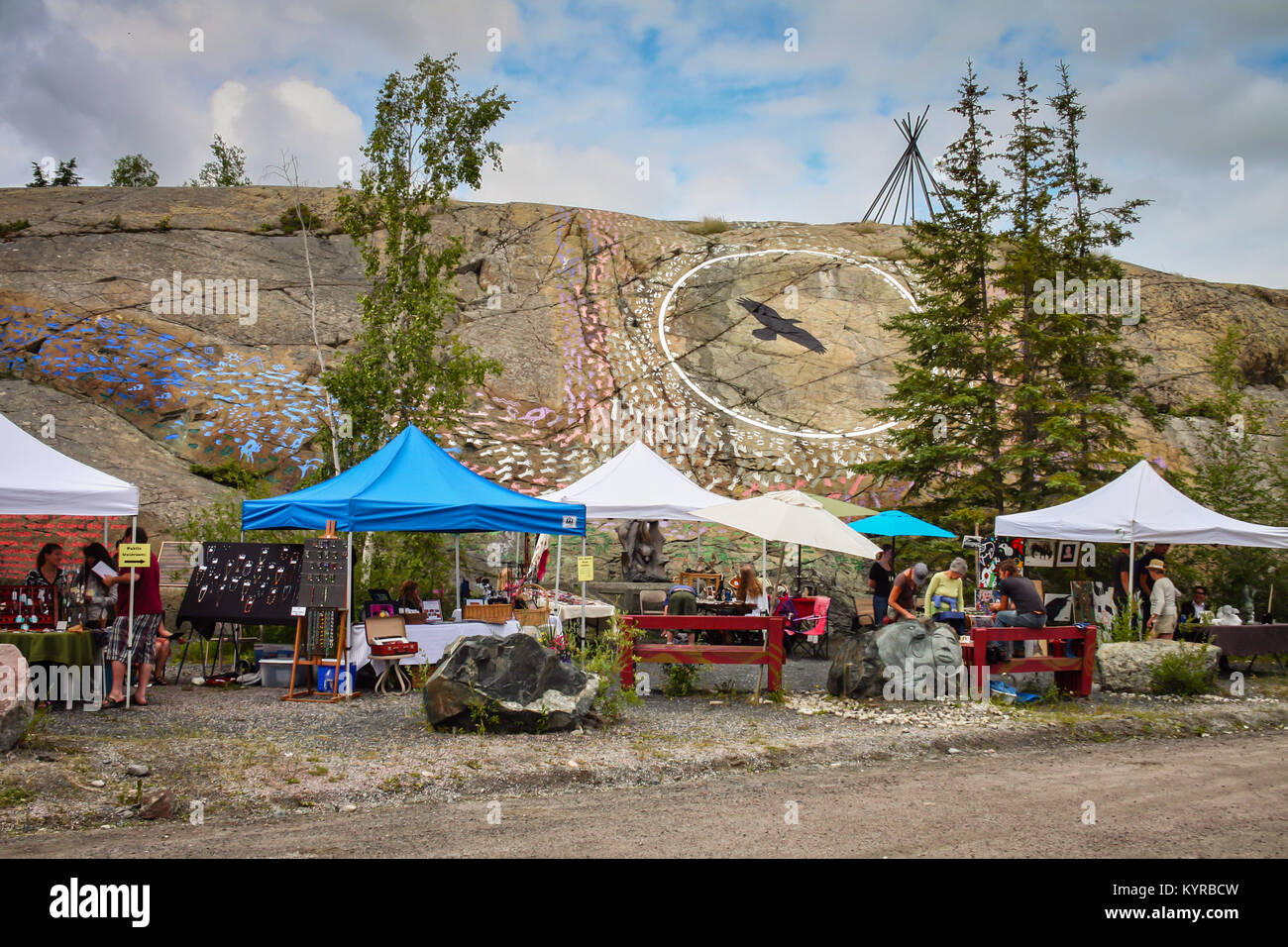 Arts market at the annual summer Ramble and Ride Festival, Yellowknife ...