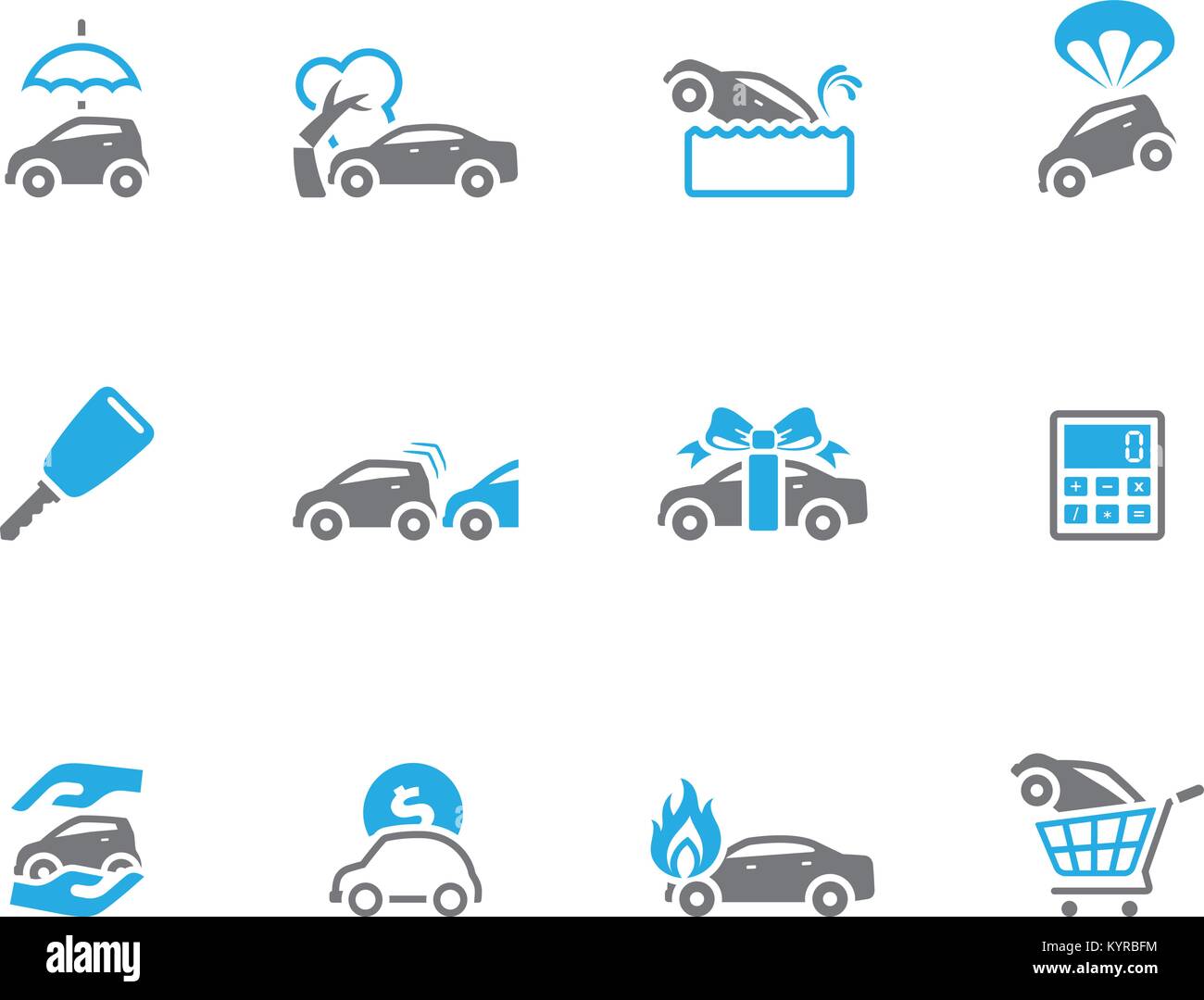 Car insurance icons in duo tone colors. Vector illustration Stock ...