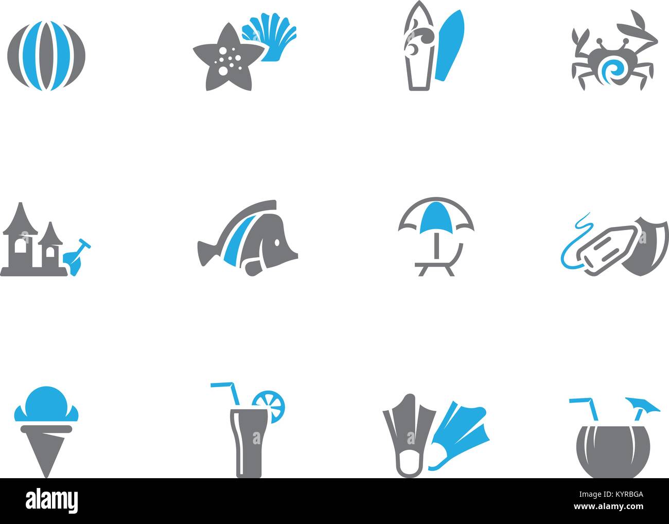 Beach icons in duo tone colors. Vector illustration Stock Vector Image ...