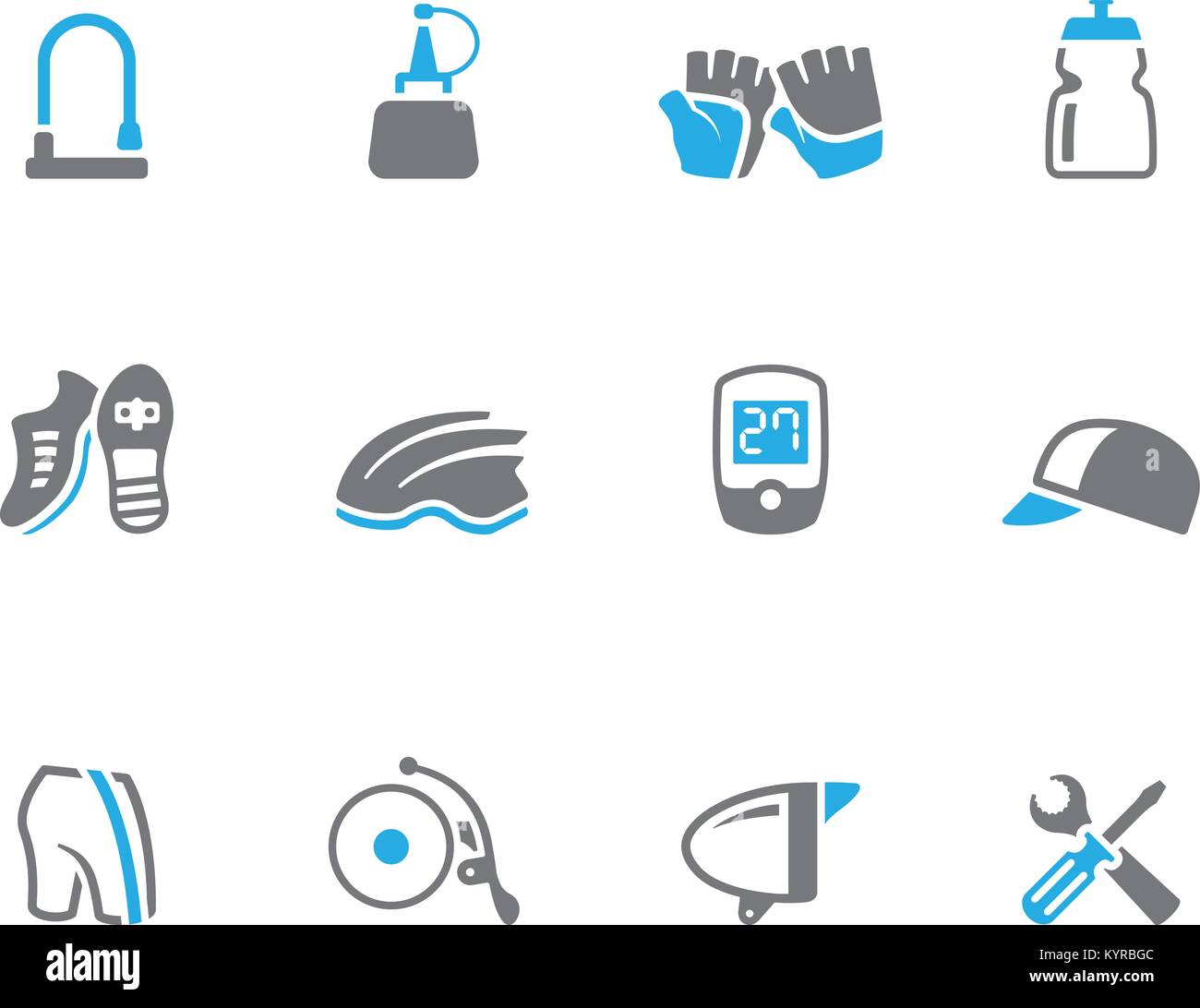 Bicycle accessories icons series in duo tone colors. Vector ...