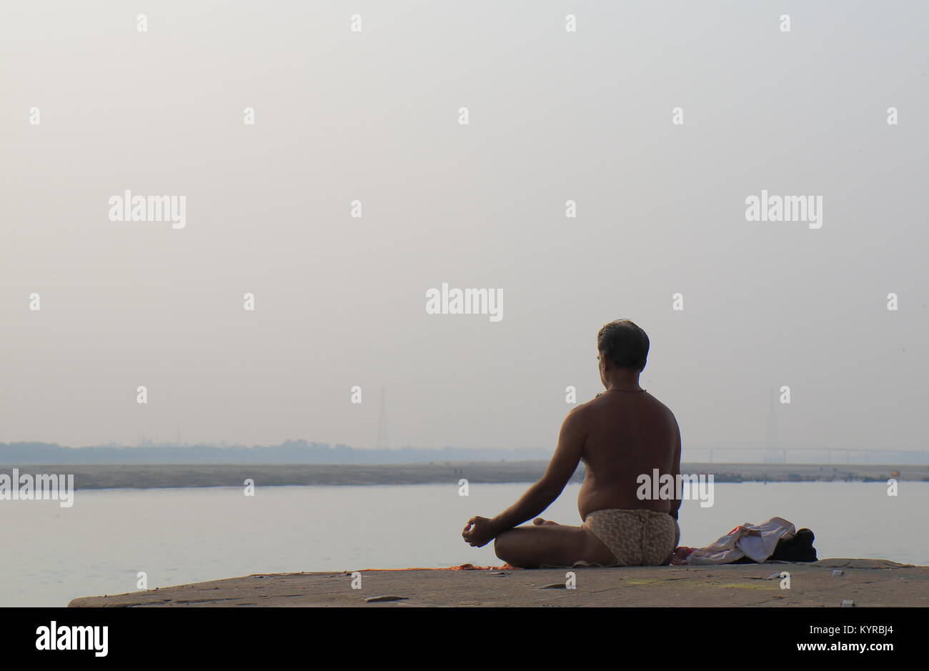 Indian man praying in traditional hi-res stock photography and images ...