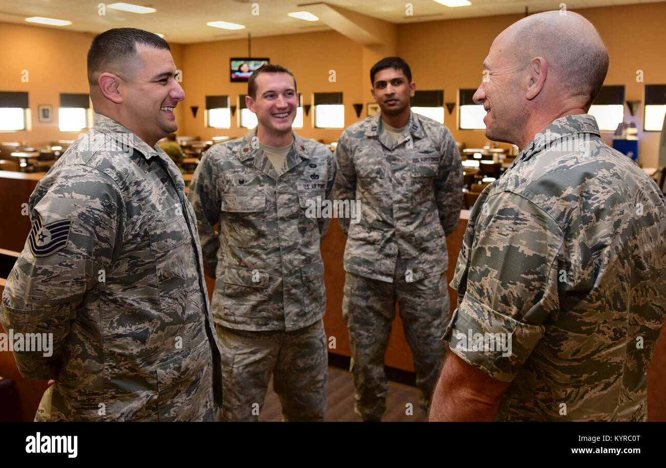 Gen. Mike Holmes, commander of Air Combat Command, speaks to Airmen ...