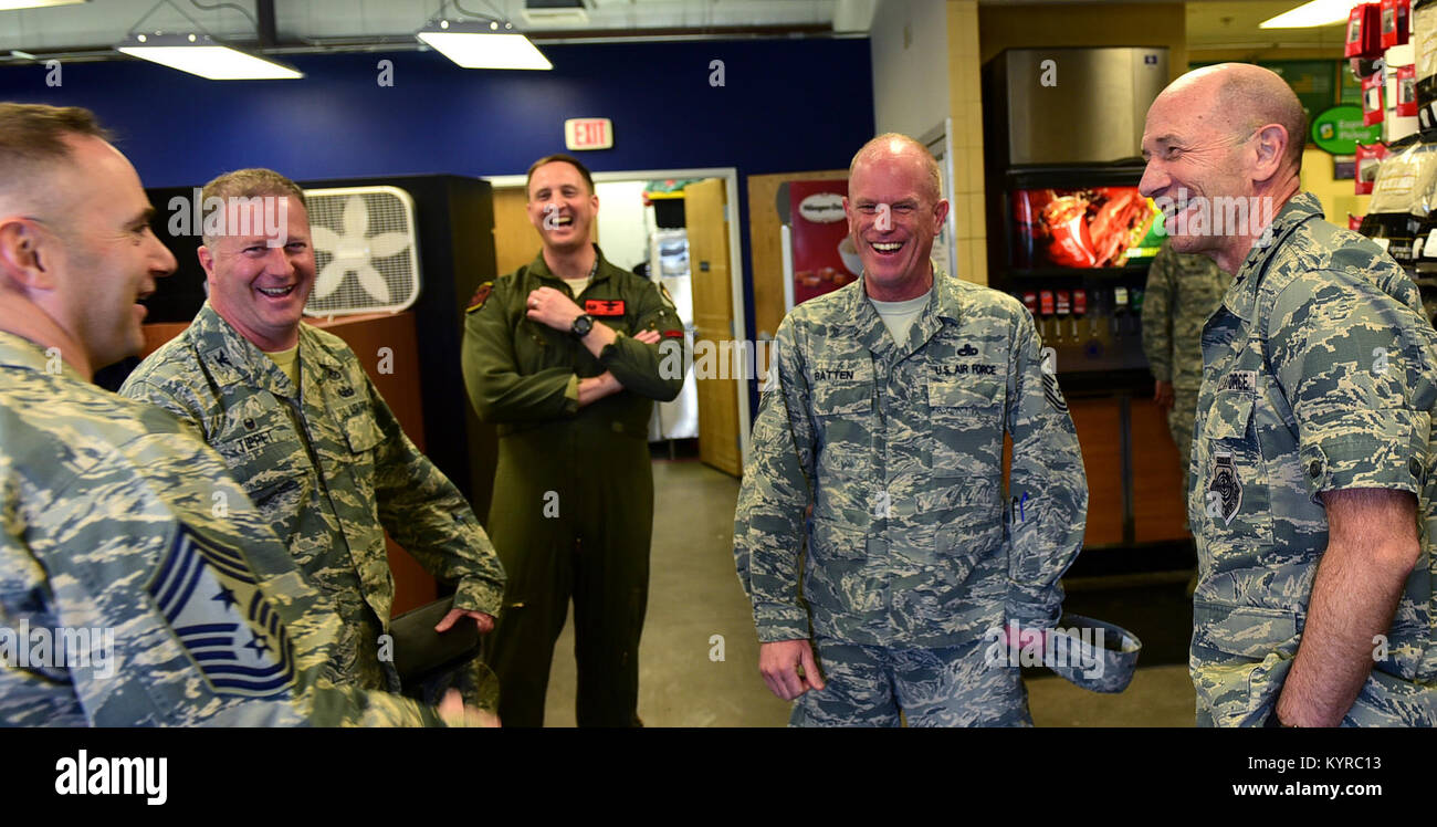 Gen. Mike Holmes, commander of Air Combat Command, laughs with Chief ...