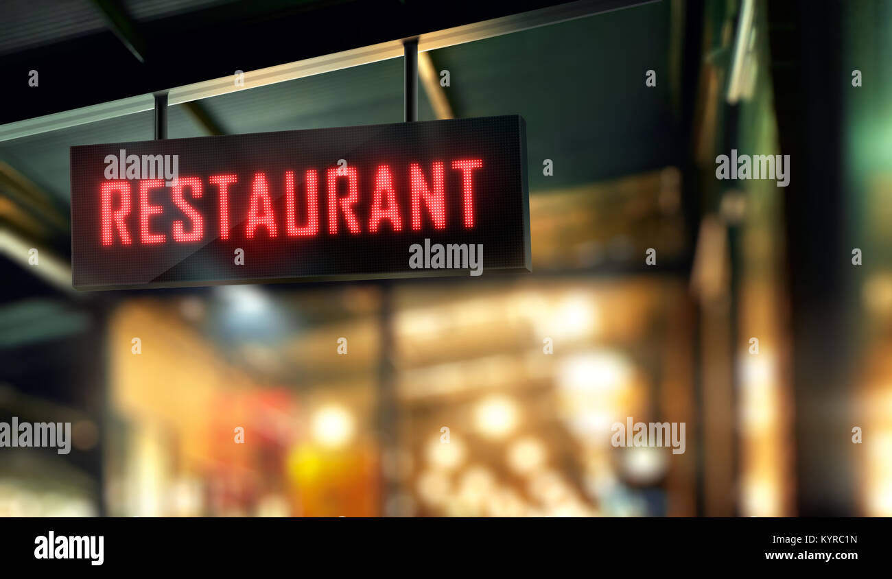Restaurant Led Signage Stock Photo - Alamy
