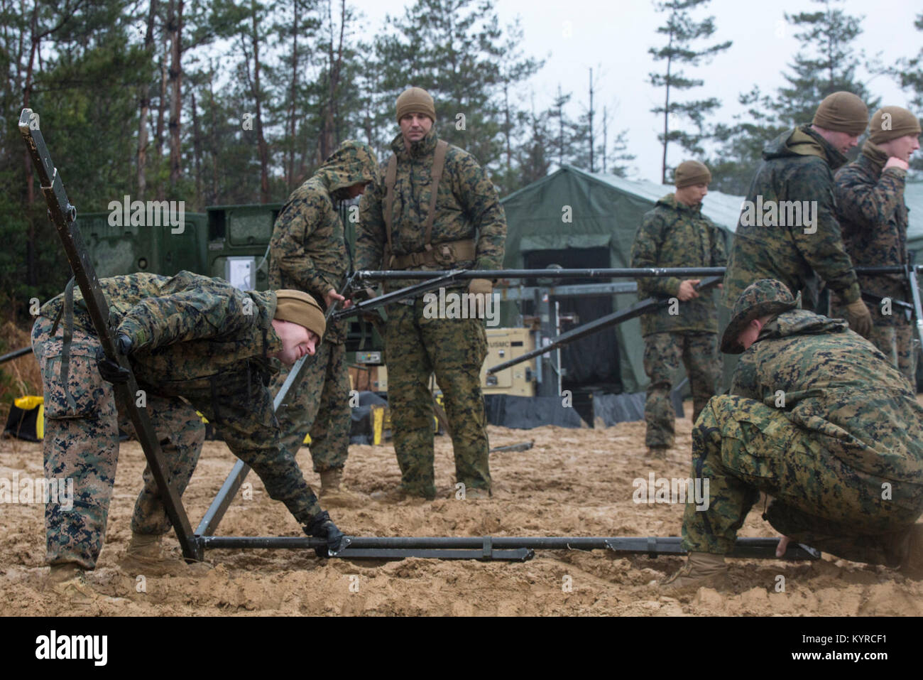 U.S. Marines with Marine Wing Support Squadron (MWSS) 171 set up ...