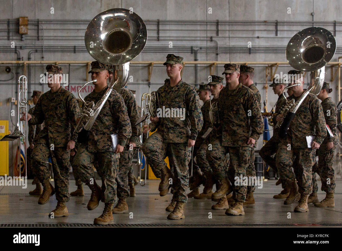 U.S. Marines with the III Marine Expeditionary Force Band perform ...