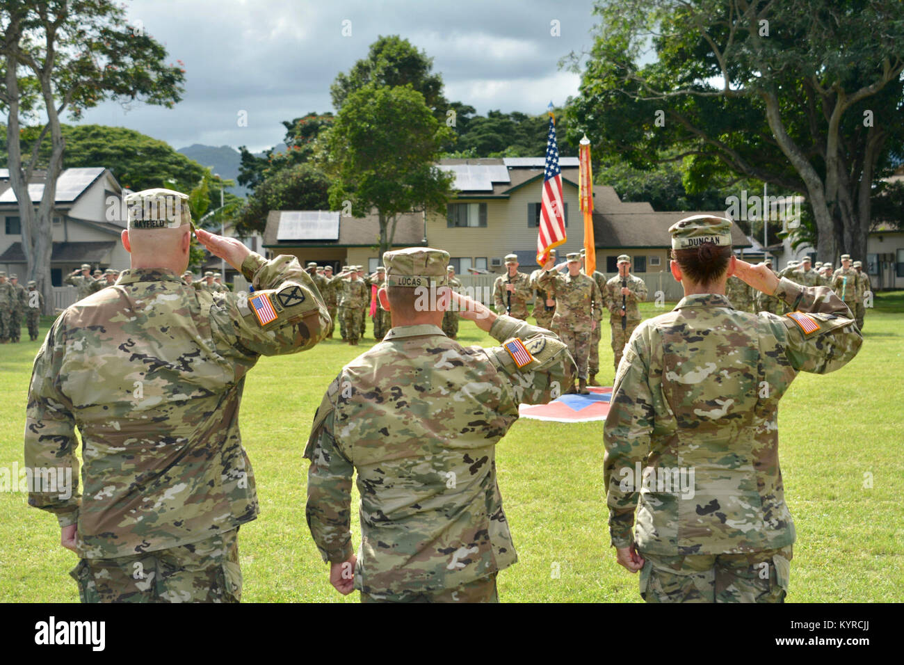 Col. Shannon Lucas (center), commander of the 8th Military Police ...