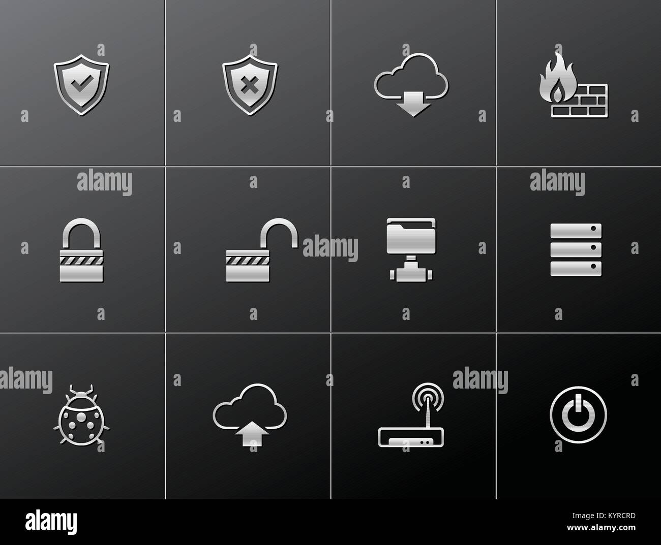 Computer network icon series in metallic style Stock Vector Image & Art ...