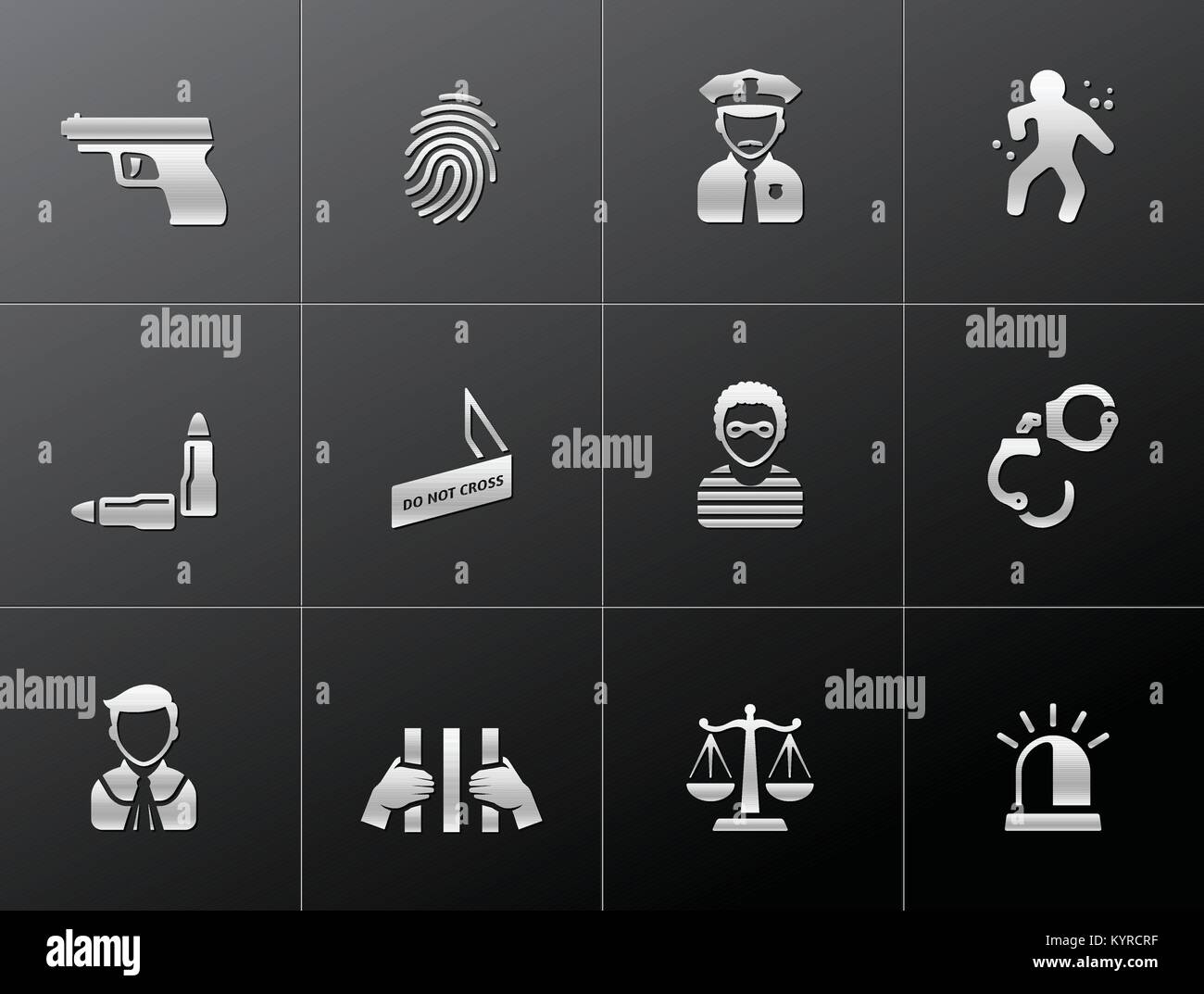 Crime icons in metallic style Stock Vector Image & Art - Alamy