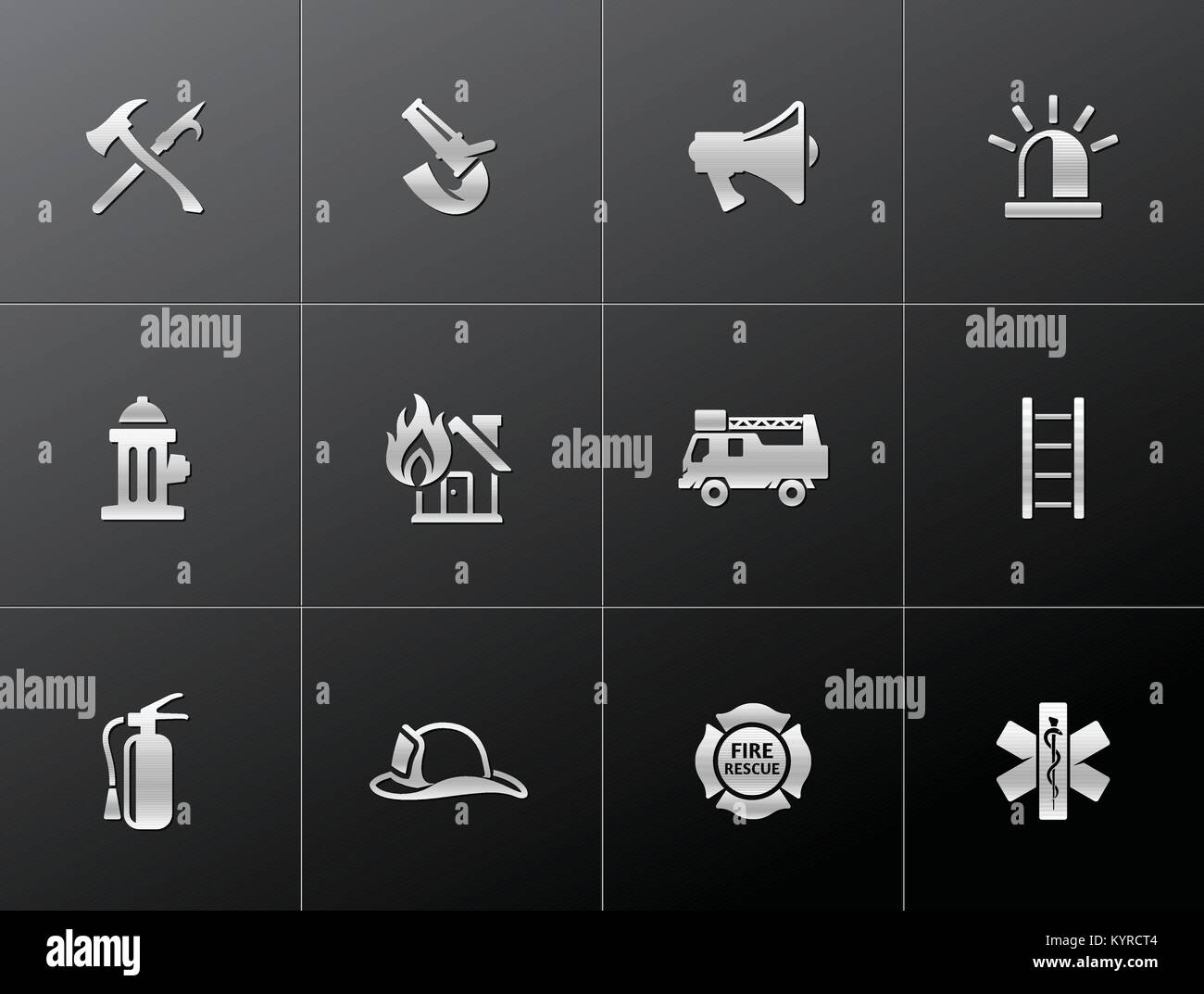 Fire fighter icons in metallic style Stock Vector Image & Art - Alamy