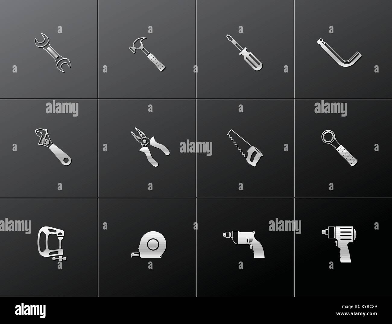 Hand tools icon series in metallic style Stock Vector Image & Art - Alamy