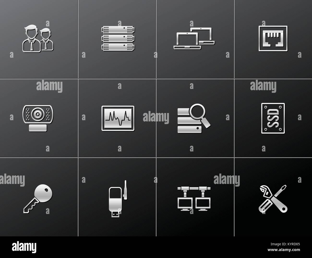 Computer network icon series in metallic style Stock Vector Image & Art ...