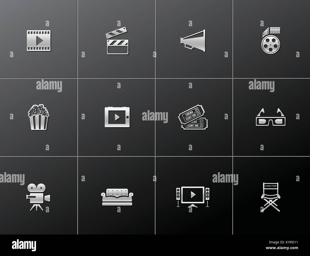 Movie icon series in metallic style Stock Vector Image & Art - Alamy