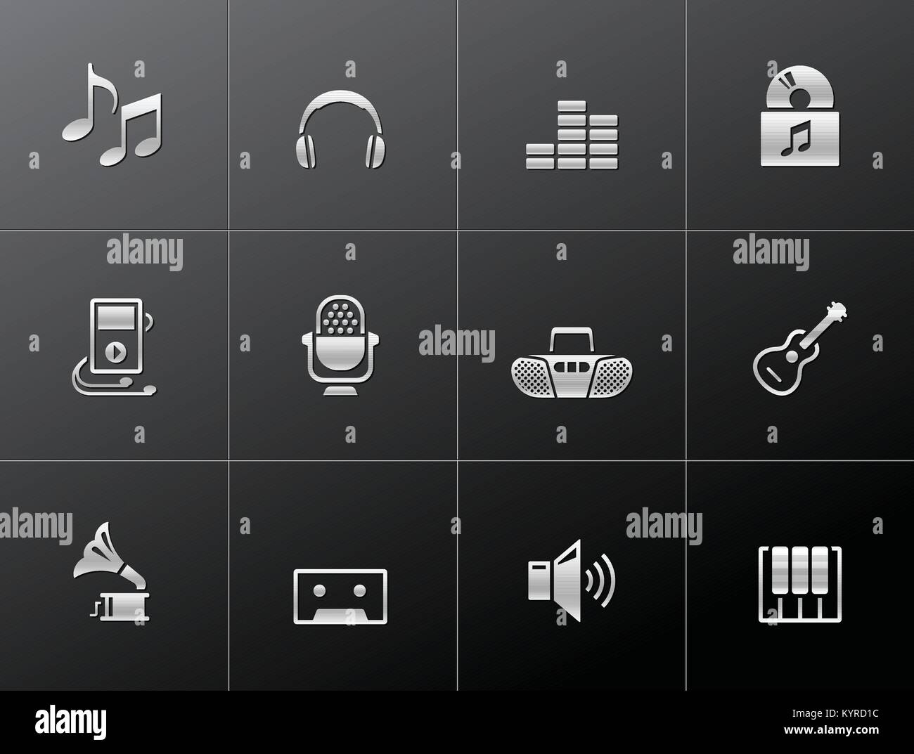 Music icons in metallic style Stock Vector Image & Art - Alamy