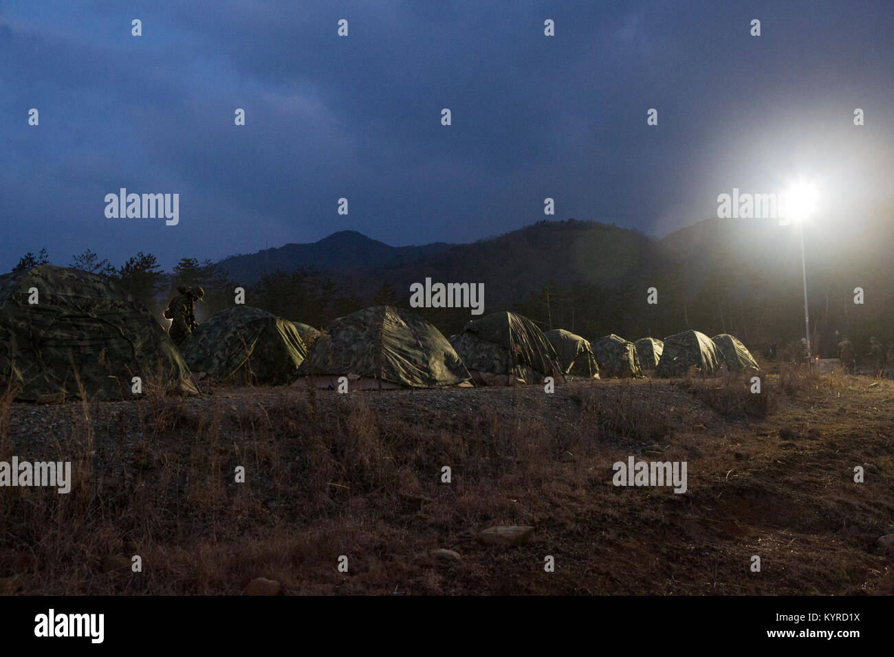 U.S. Marines with Marine Wing Support Squadron (MWSS) 171 set up ...