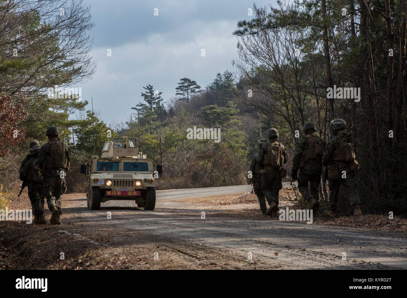 U.S. Marines with Marine Wing Support Squadron (MWSS) 171 conduct zone ...