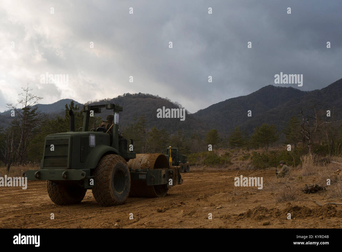 U.S. Marines with Marine Wing Support Squadron (MWSS) 171 flatten ...