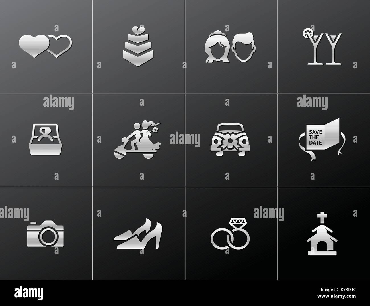 Wedding icons in metallic style Stock Vector Image & Art - Alamy