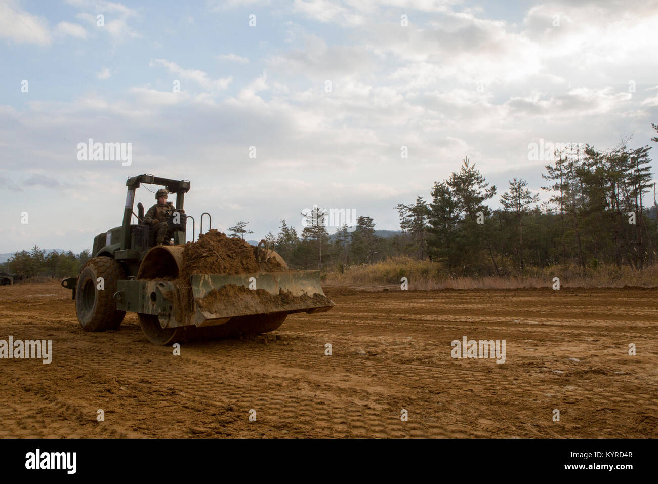 U.S. Marines with Marine Wing Support Squadron (MWSS) 171 flatten ...