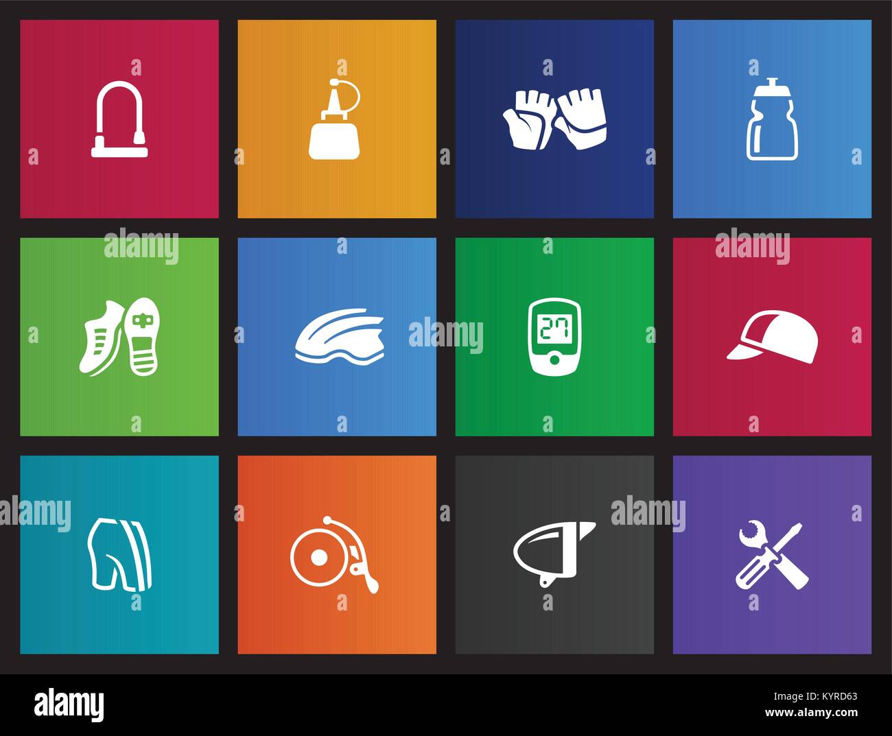 Bicycle accessories icons series in Metro style Stock Vector Image ...