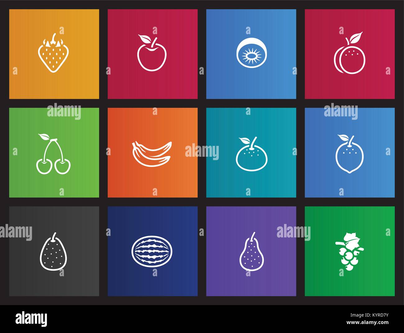Fresh fruit icons in Metro style Stock Vector Image & Art - Alamy