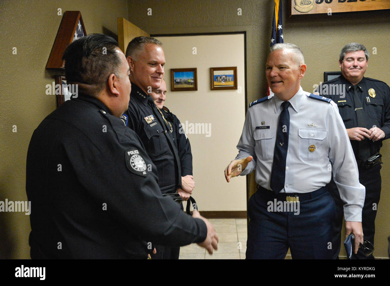 Col. Robert Sylvester, 56th Mission Support Group commander, greets ...