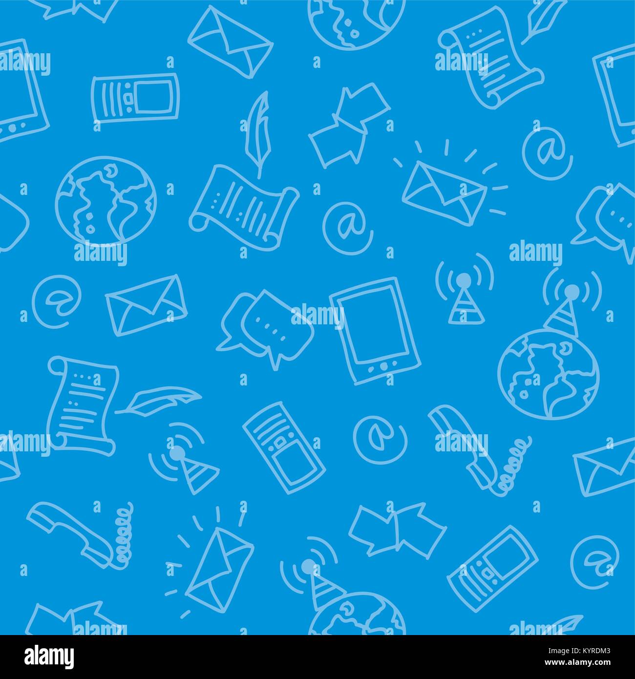 Seamless pattern of hand drawn communication symbols Stock Vector Image ...