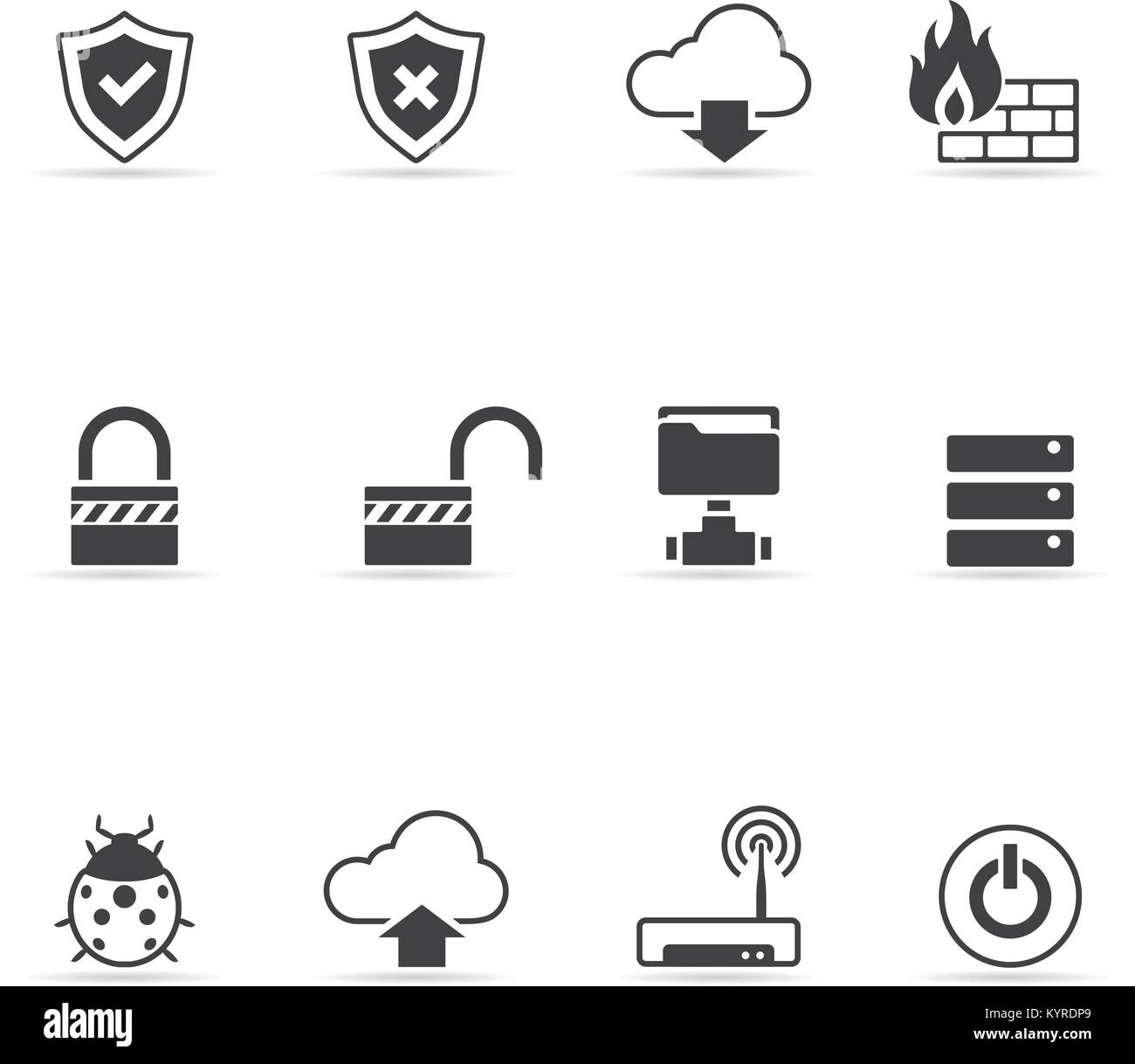 Computer network icon set in single color Stock Vector Image & Art - Alamy