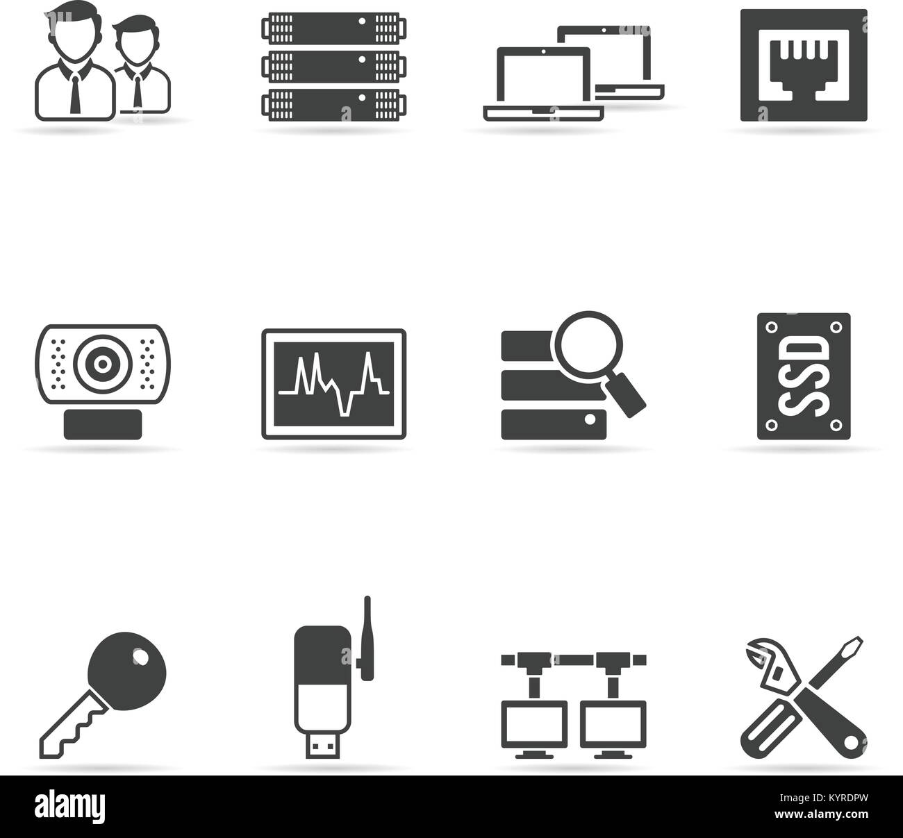Computer network icon set in single color Stock Vector Image & Art - Alamy