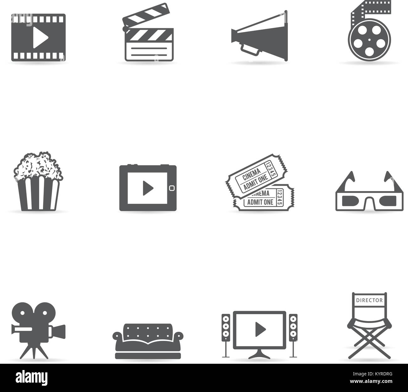 Movie icon set in single color Stock Vector Image & Art - Alamy