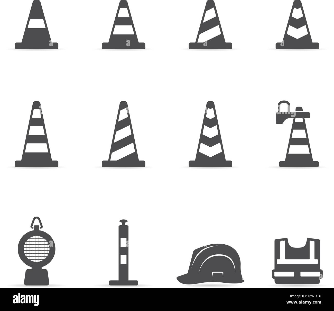 Traffic warning sign icon set in single color Stock Vector Image & Art ...