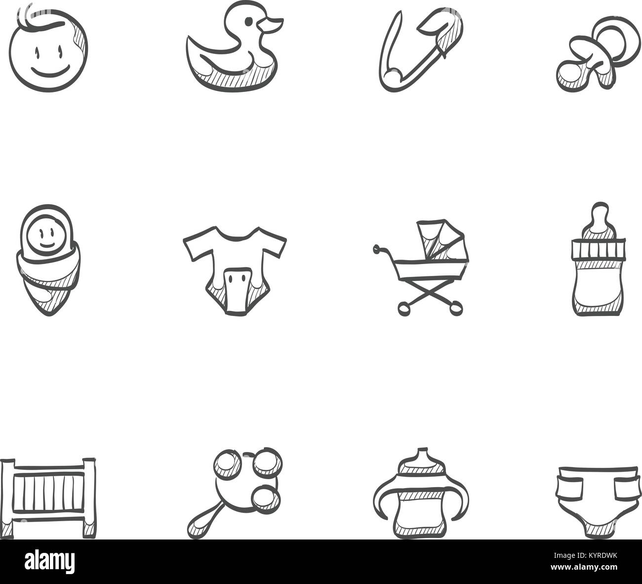 Babies icons in sketch Stock Vector Image & Art - Alamy