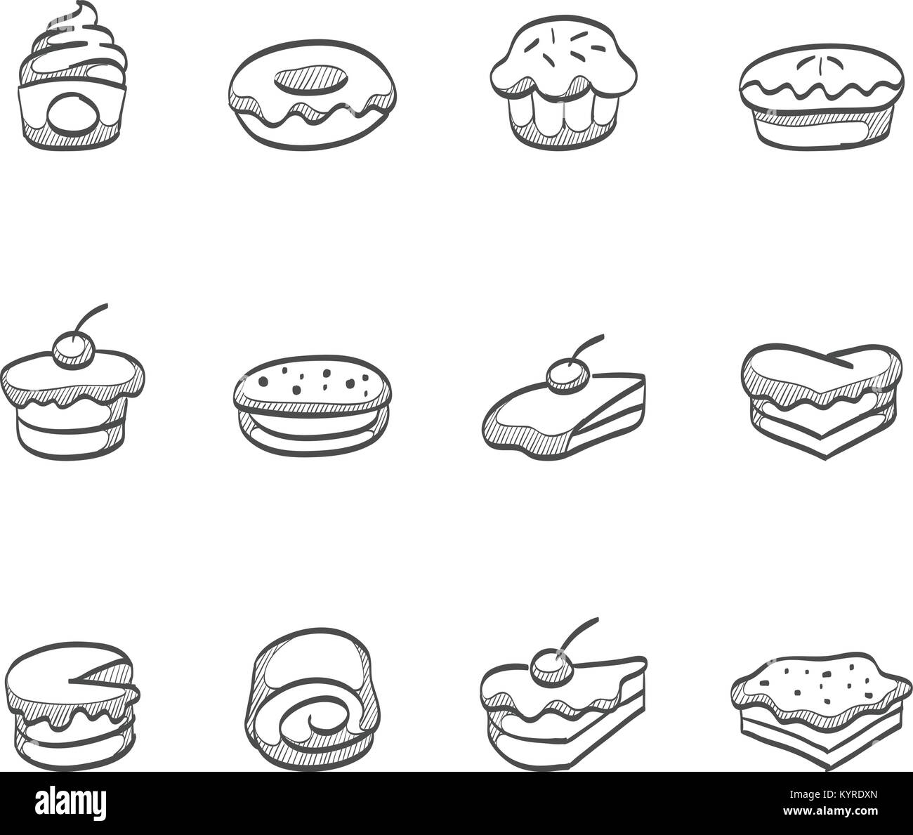 Cakes icons in sketch Stock Vector Image & Art - Alamy