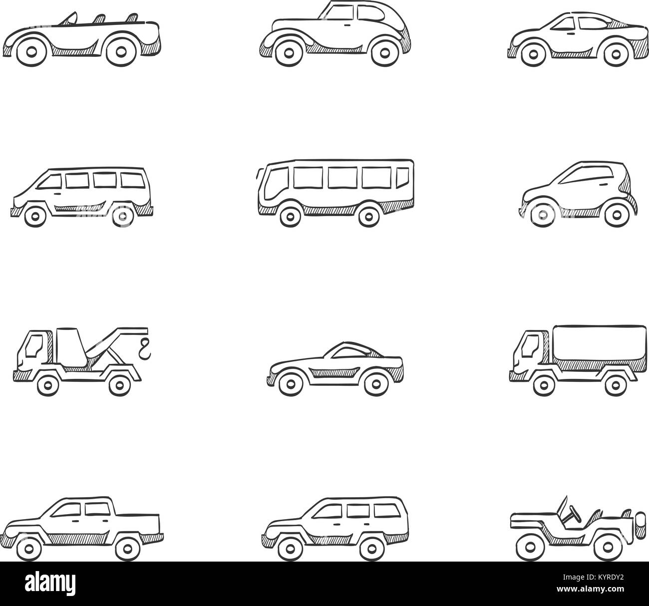 Car icons in sketch Stock Vector Image & Art - Alamy
